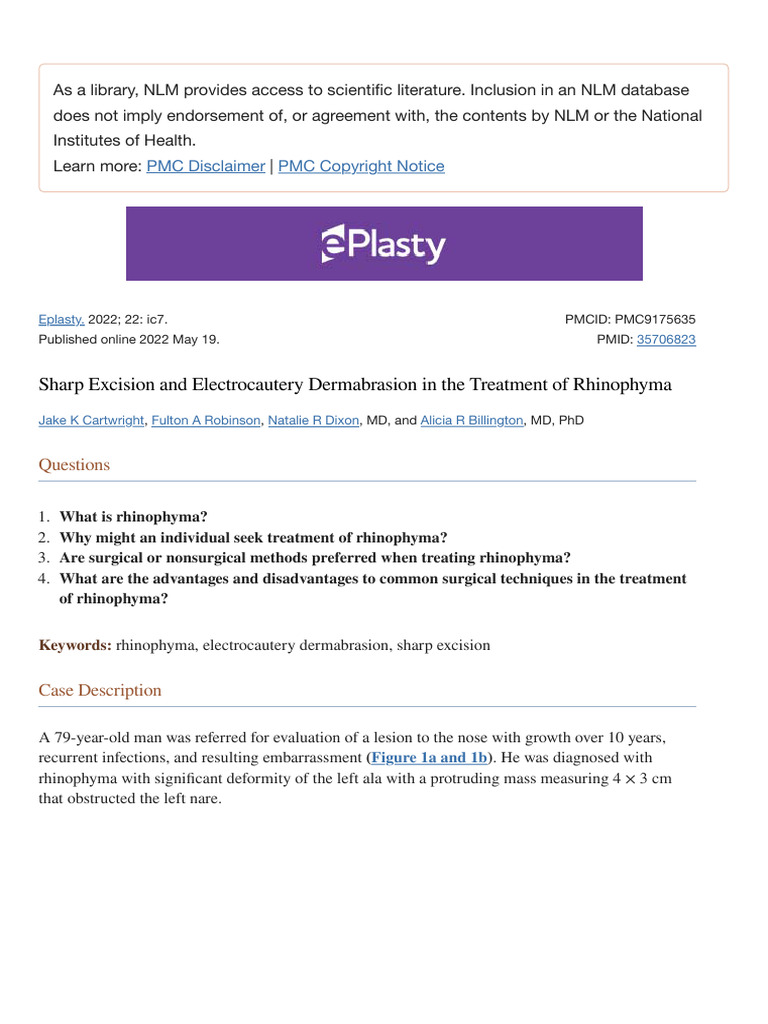 Sharp Excision and Electrocautery Dermabrasion in | PDF | Surgery ...