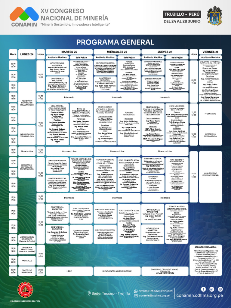 PROGRAMA GENERAL - XV CONAMIN | PDF