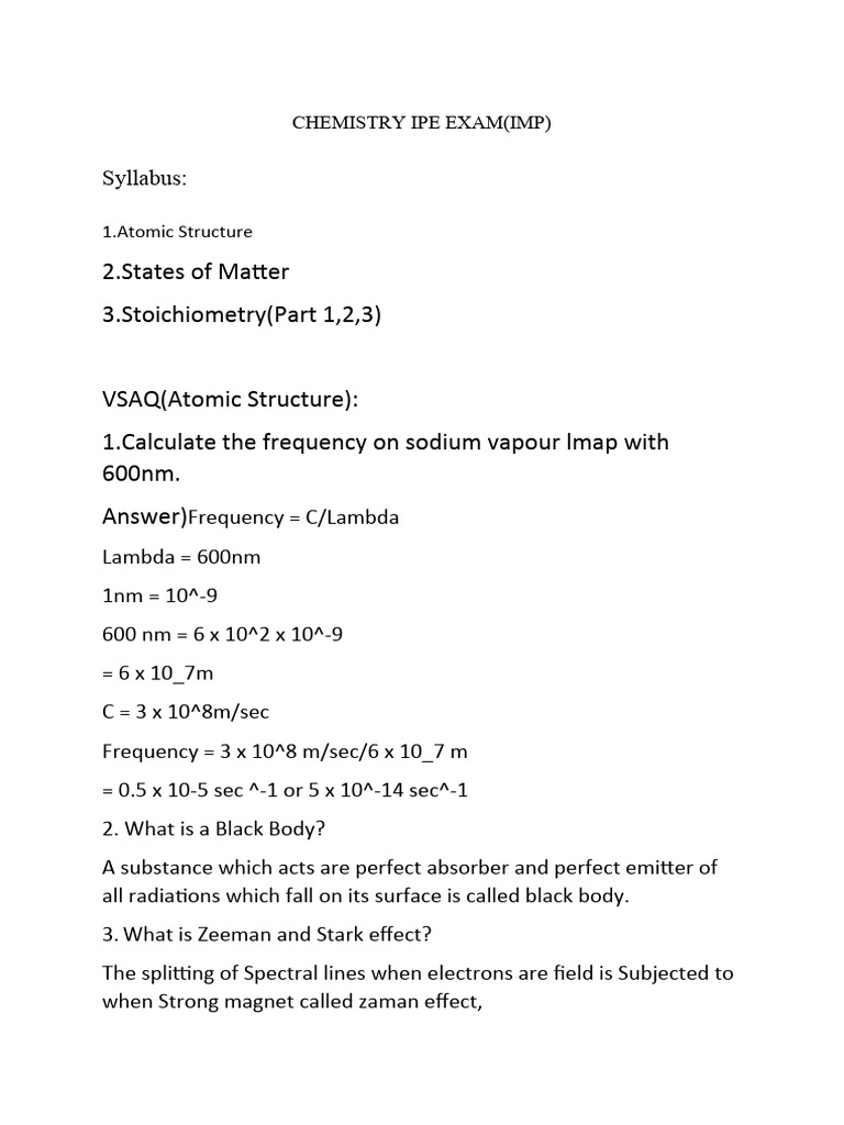 Chemistry Ipe Exam | PDF