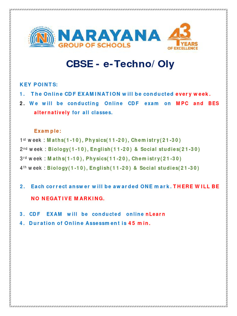 Proposed Cbse - Vi To Viii E-Tec and Oly - Bes CDF - Portion 05-03-22 | PDF | Educational ...