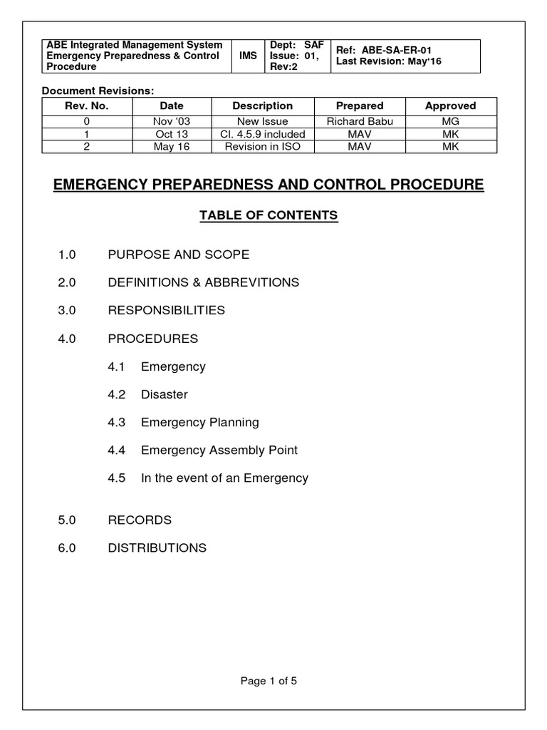 Saf Emergency Response ABE SA ER 01 | PDF | Emergency | Emergency ...
