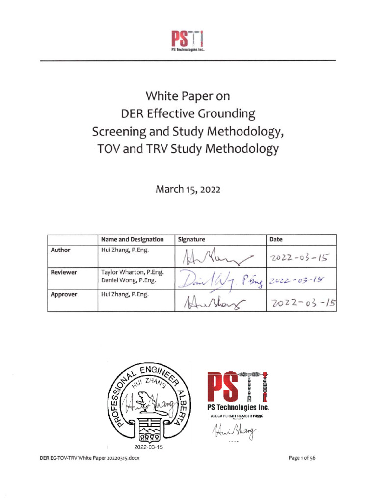 White Paper DER Effective Grounding Screening and Study Methodology TOV ...