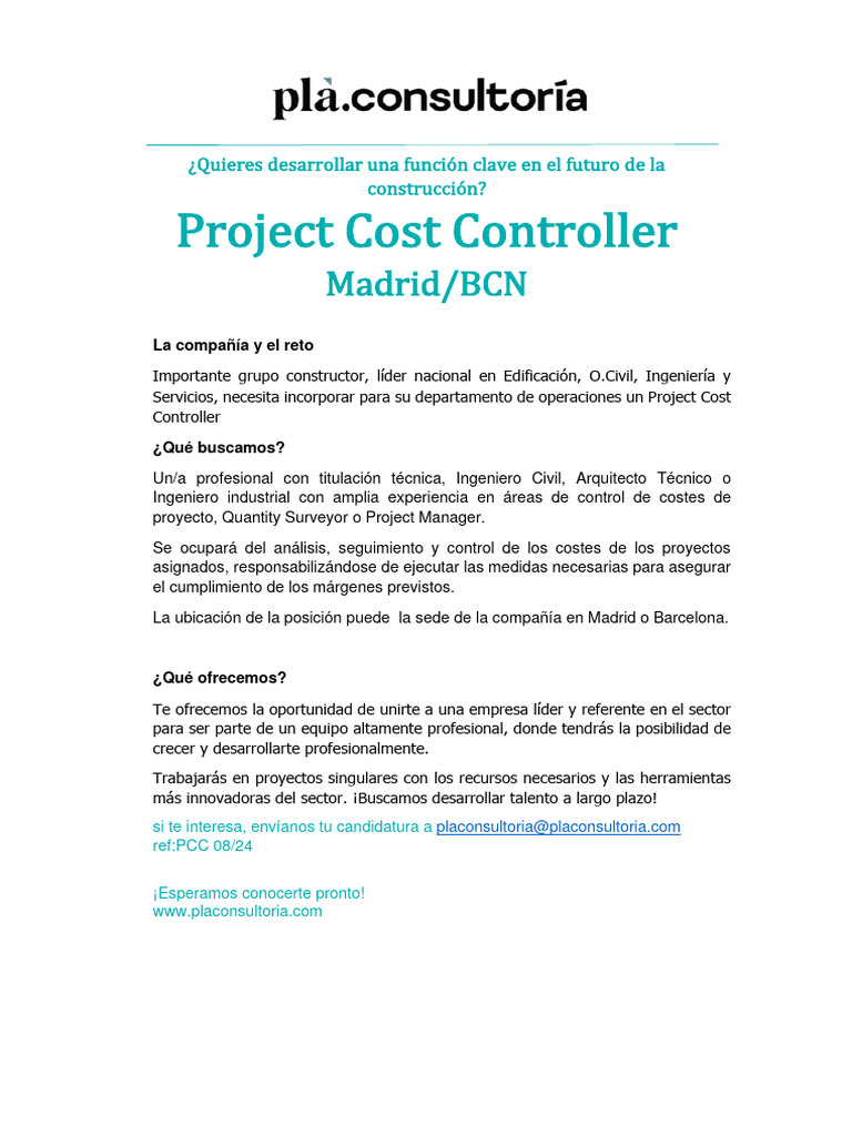 Funciones de Project Cost Controller | PDF