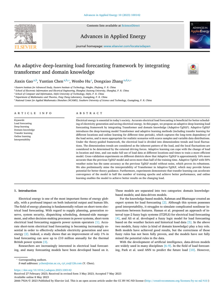 An Adaptive Deep Learning Load Forecasting Framework By 2023 Advances In Ap Pdf Deep