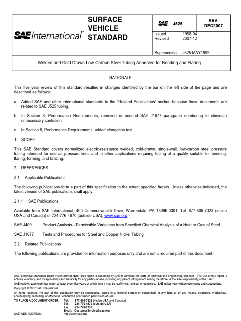 Sae J525-2007 | PDF | Pipe (Fluid Conveyance) | Engineering Tolerance