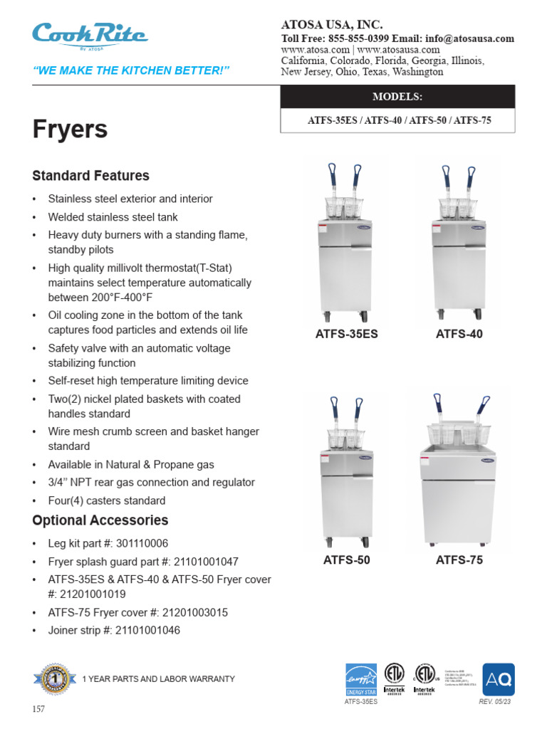 ATFS-35ES 40 50 75 Specsheet | PDF | British Thermal Unit