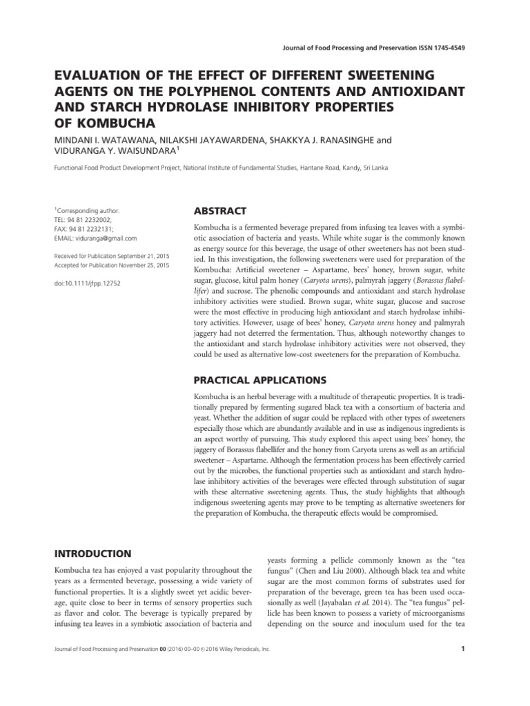 (2015) Evaluation of The Effect of Different Sweetening Agents On The ...