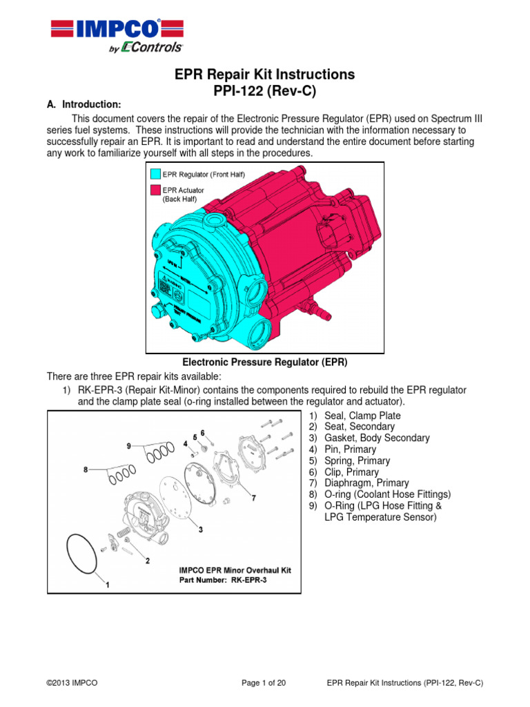 Epr Repair Kit Instructions | PDF | Screw | Liquefied Petroleum Gas