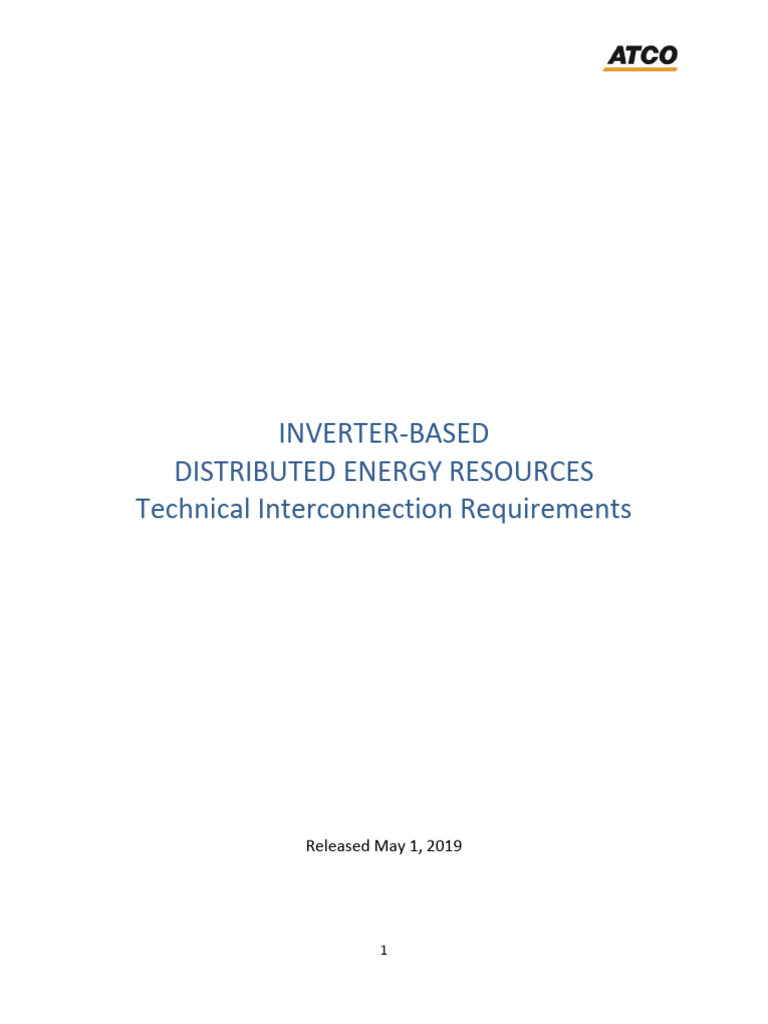 Technical Interconnection Requirements For Inverter Based Generation | PDF | Electrical Grid ...