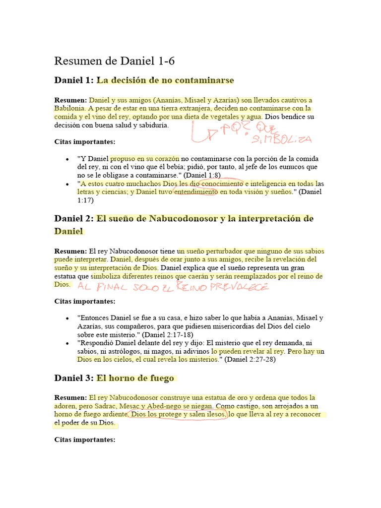 Estudio Daniel 1-6 | PDF | Daniel (figura bíblica) | Valor