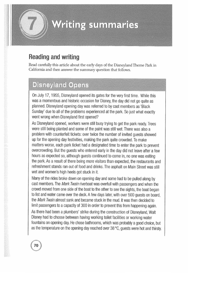 Summary Worksheet Pdf