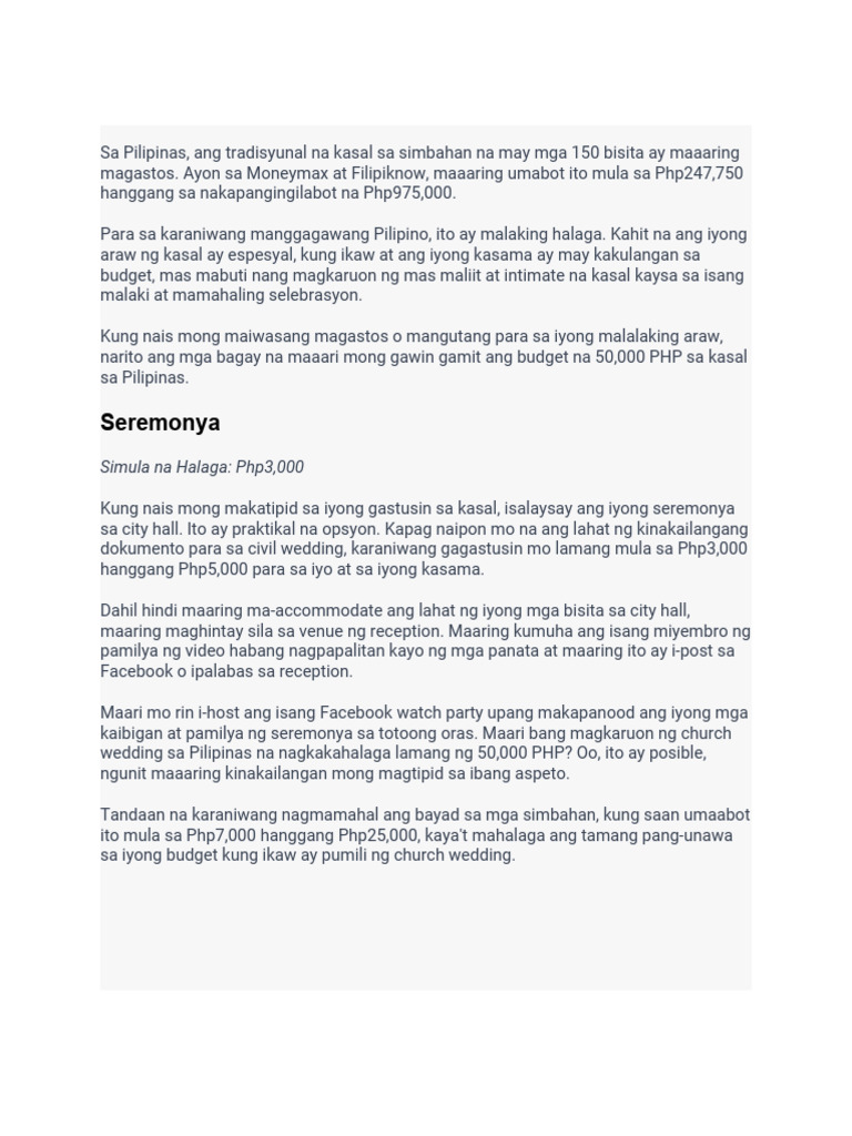 Tagalog - What You Can Do With A 50k Wedding Budget in The Philippines ...