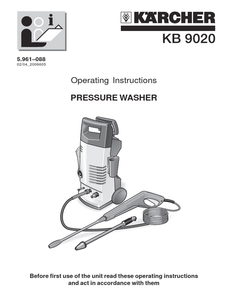 Karcher Pressure Washer Guide | PDF | Washing Machine | Electrical ...