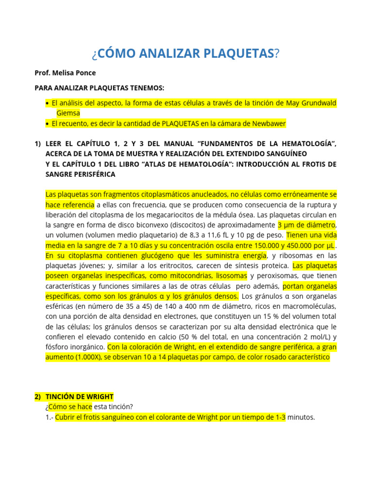 3-Técnicas de Análisis de Plaquetas | PDF | Citoplasma | Plaqueta