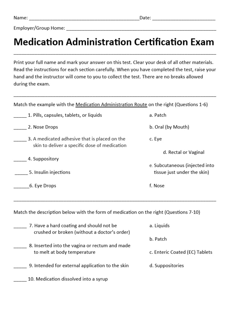 Medication Administration Test | PDF | Medical Prescription | Over The ...