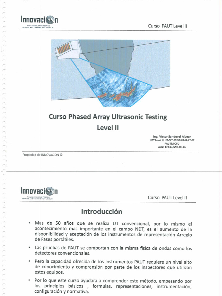 Curso Phase Array Ultrasonic Testing N2 | PDF