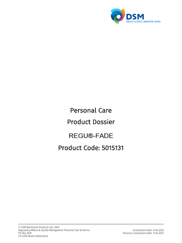 Regu®-Fade - Product Dossier | PDF | High Performance Liquid Chromatography