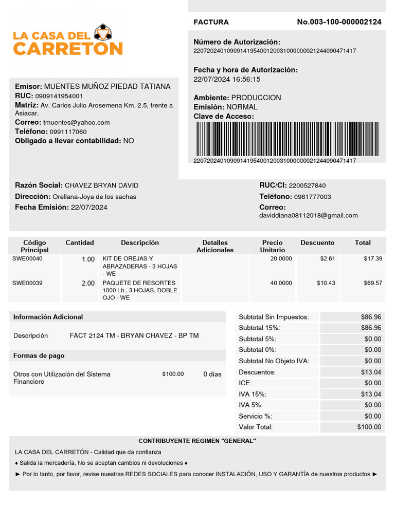 Factura de Venta: Muentes Muñoz 2024 | PDF | Economias