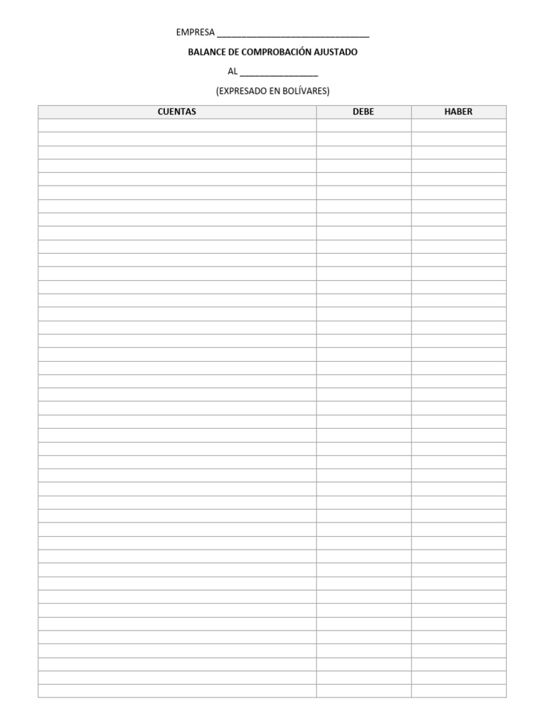 Formato de Balance de Comprobación Ajustado | PDF | Finanzas y administración del dinero