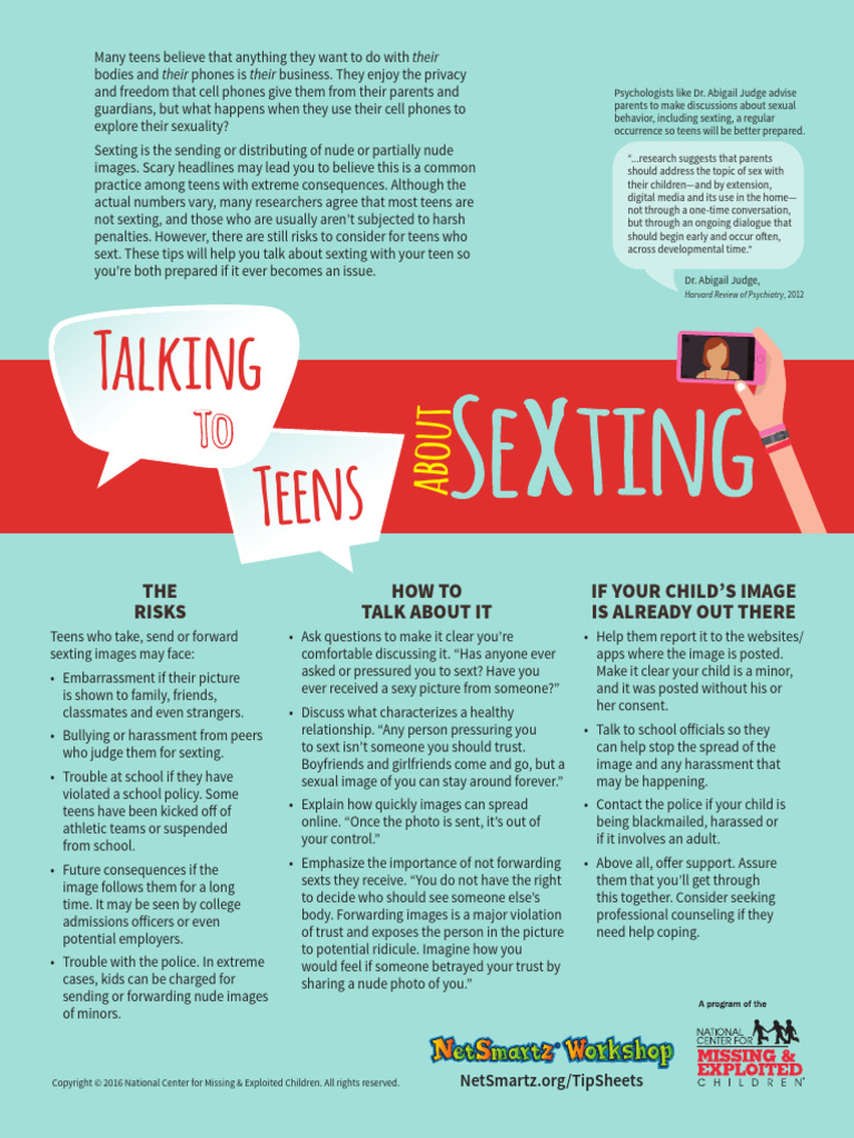 Talking To Teens About Sexting | PDF | Adolescence | Social Psychology