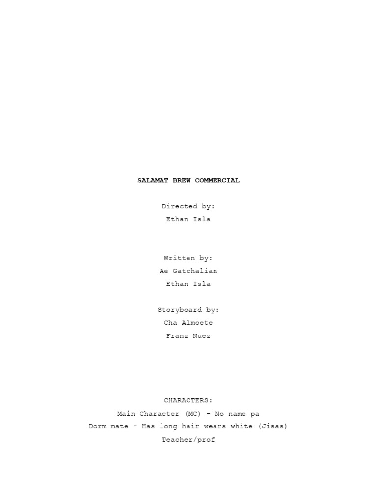 GRP 4 Script Draft | PDF | Drink