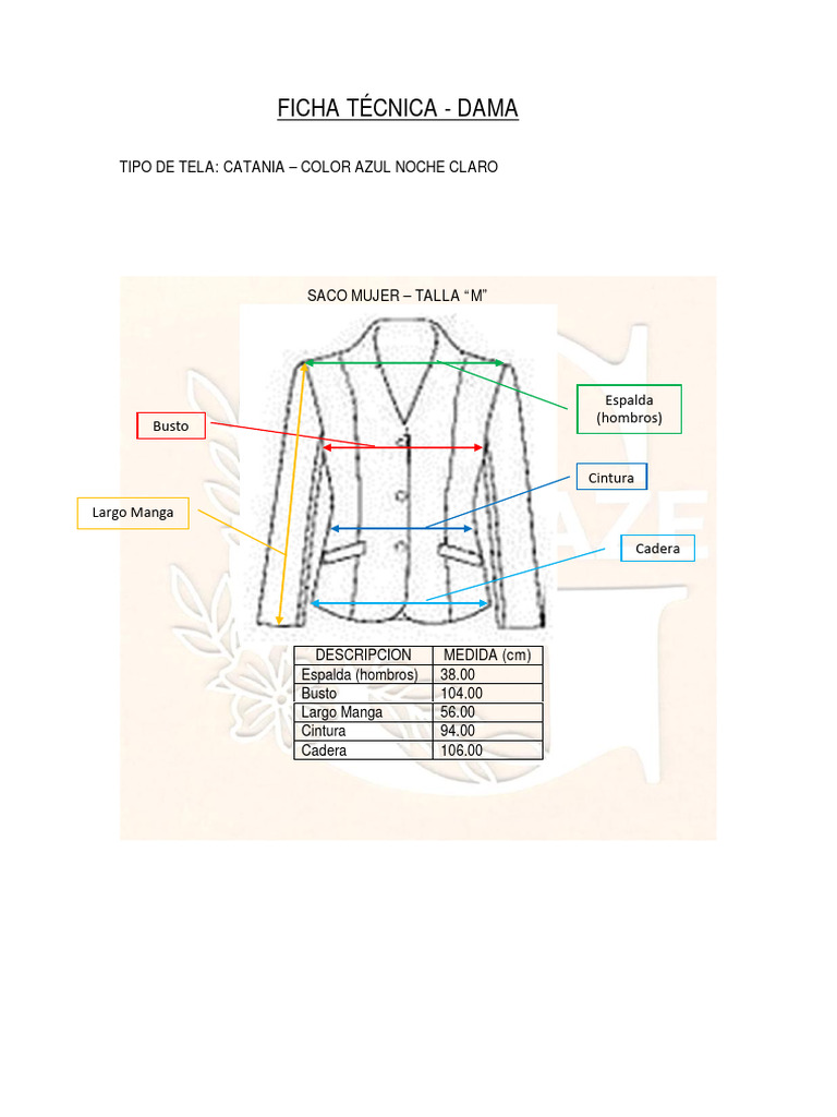 FICHA TECNICA DAMA_09_07_24 | Descargar gratis PDF | Ropa | Softlines (venta minorista)