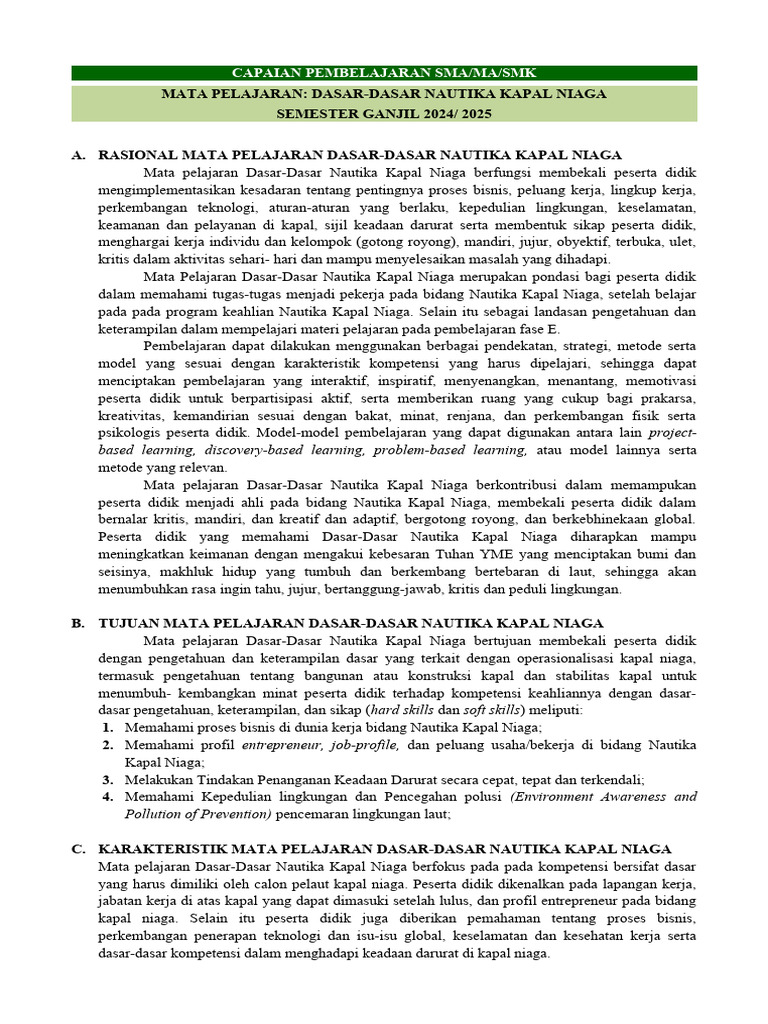 CP Dasar-Dasar Nautika Kapal Niaga X S1 | PDF