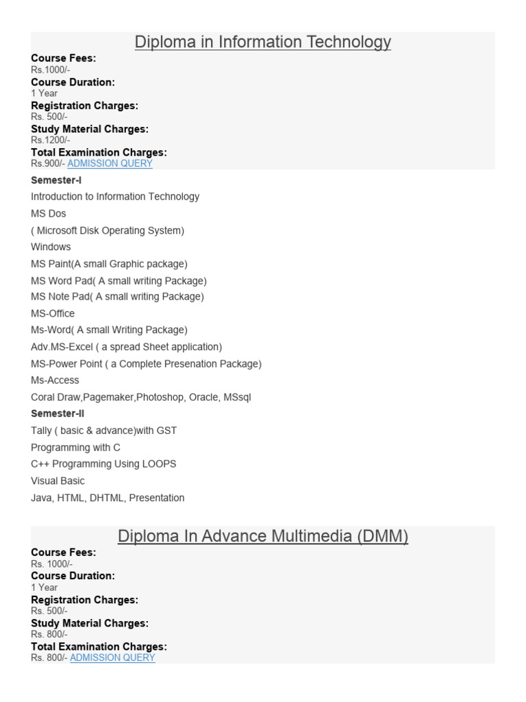 Diploma in Information Technology | PDF | Computer Network | Operating System