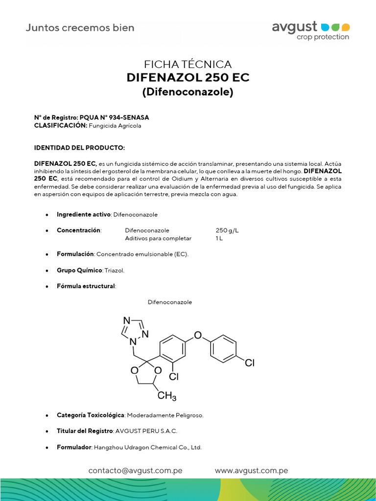 Difenoconazol 250 EC: Ficha Técnica | PDF | Agua