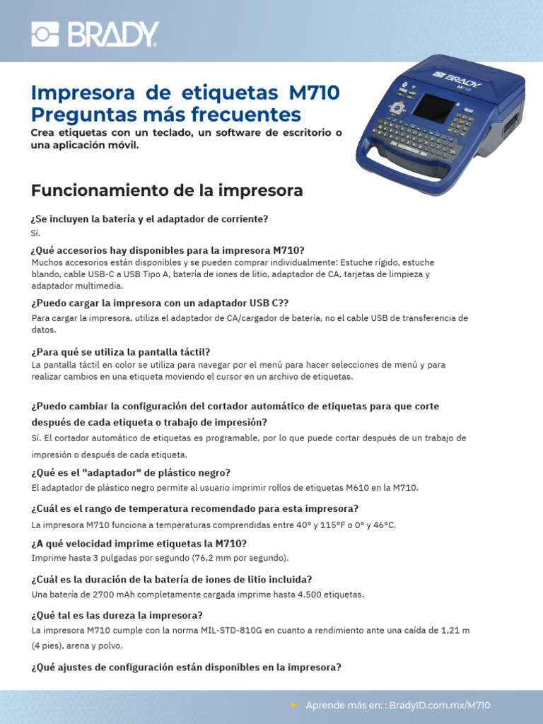 M710 - Label - Printer - FAQ - LATAM | PDF | Impresora (Computación ...