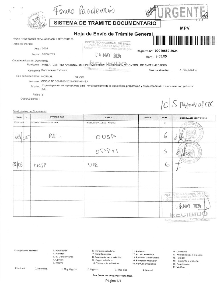 Fondo Pandemico MINSA Solicitud Carta | PDF