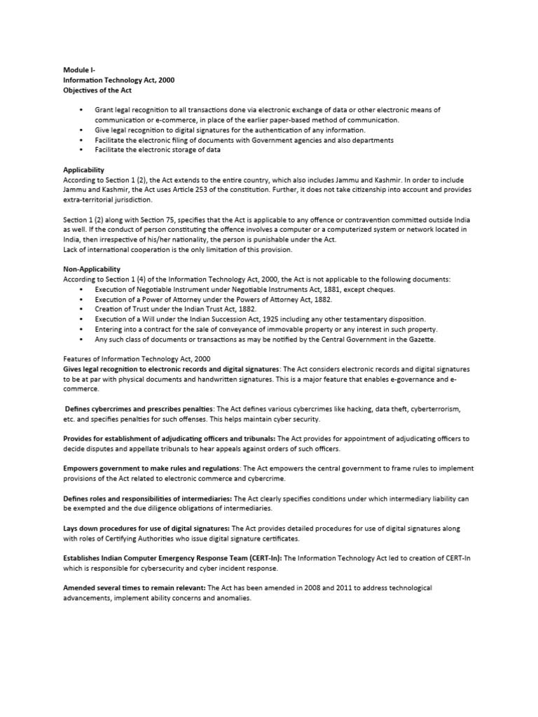 Cyber Law Notes | PDF | Double Taxation | Taxes