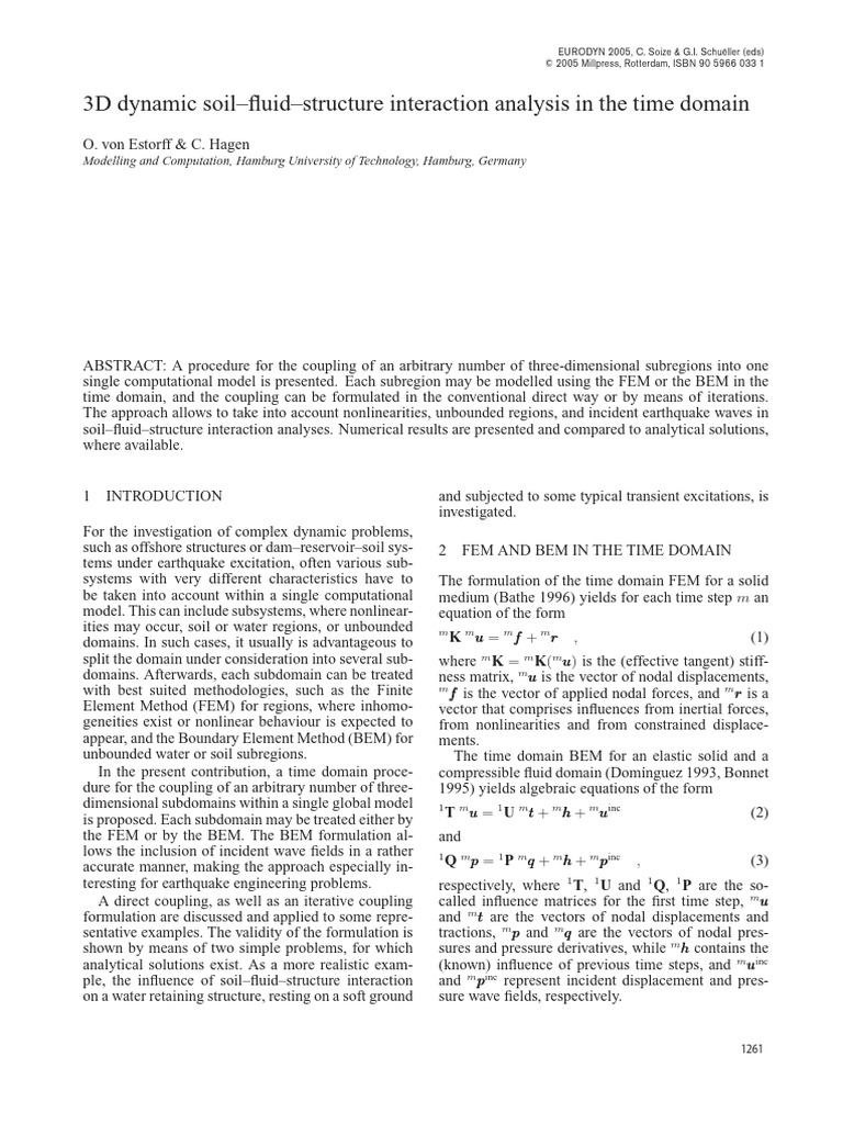 3D Dynamic Soil - Uid-Structure Interaction Analysis in The Time Domain | PDF | Finite Element ...