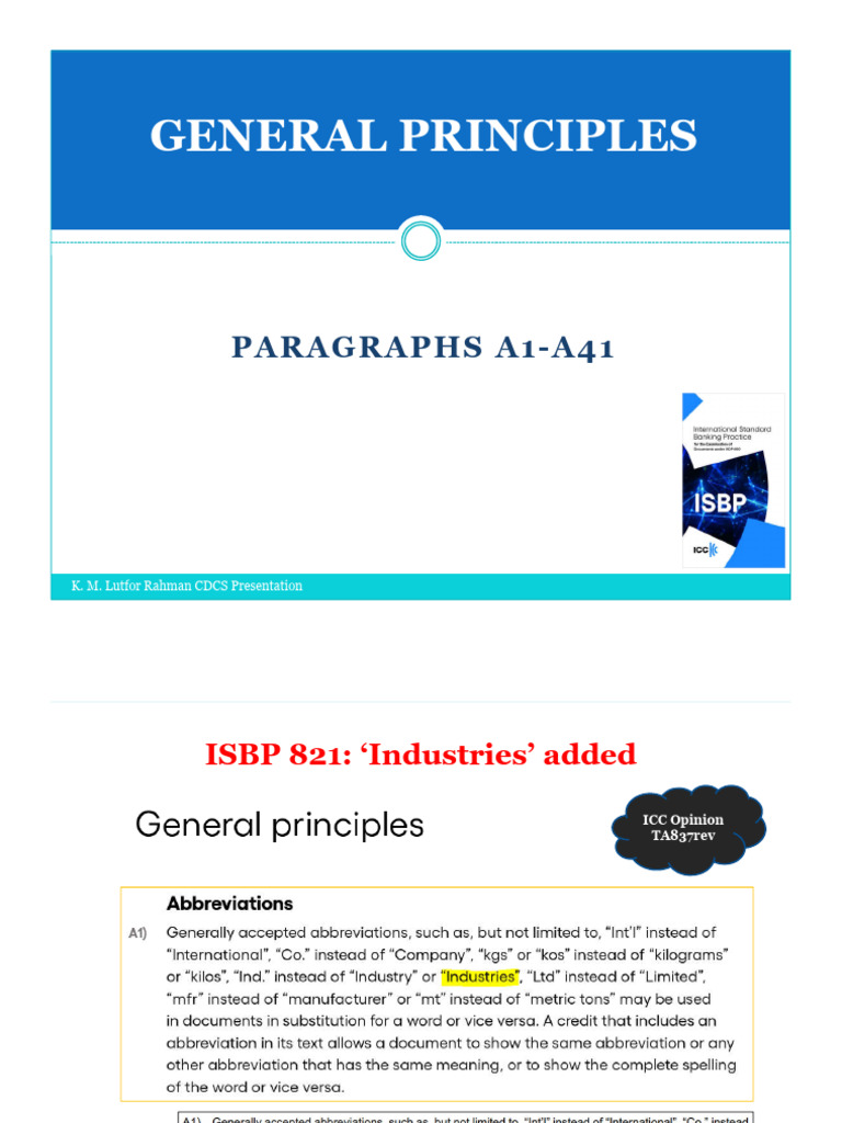 ISBP821 PRESENTATION - Part 02 - A1-A6 | PDF | Bill Of Lading | Cargo