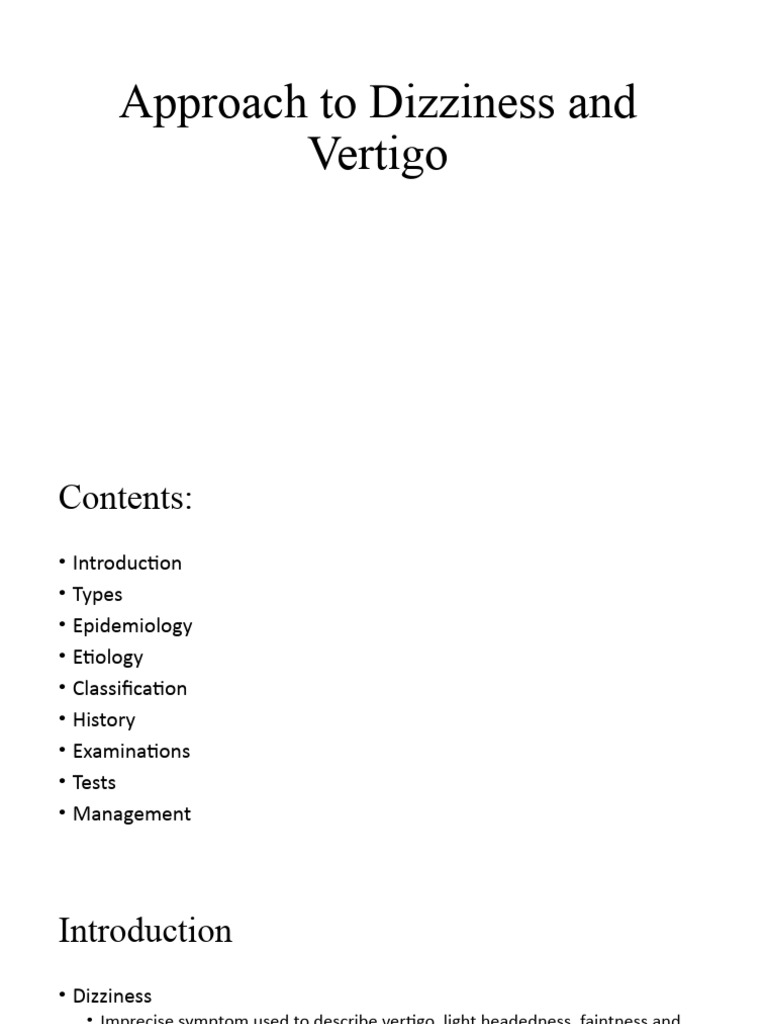 Approach To Dizziness | PDF | Vertigo | Human Diseases And Disorders