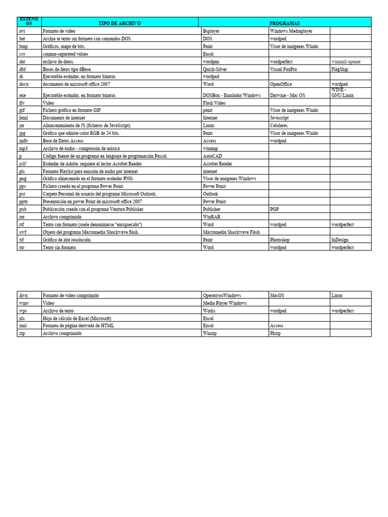 Tipos de Extensiones de Archivos | PDF | Microsoft Word | Adobe Flash