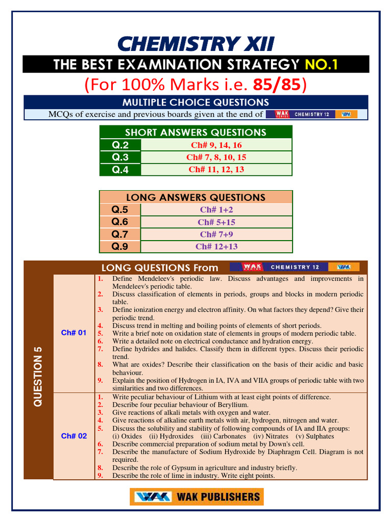 Chemistry 12 The Best Examination Strategy 2023 | PDF | Acetic Acid ...
