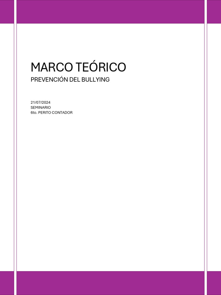 MARCO TEÓRICO Tema Bullying | PDF | Enseñando | Violencia