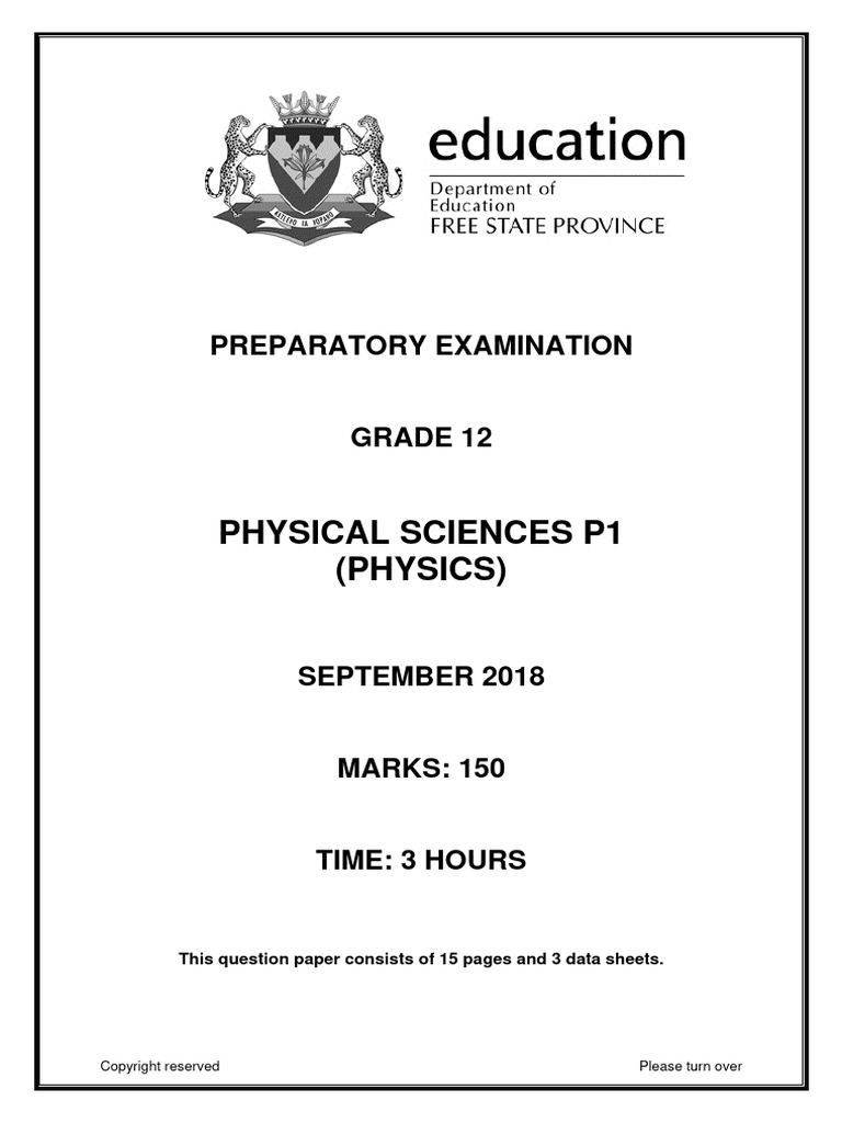 Physical Sciences P1 (Physics) : Preparatory Examination | PDF ...