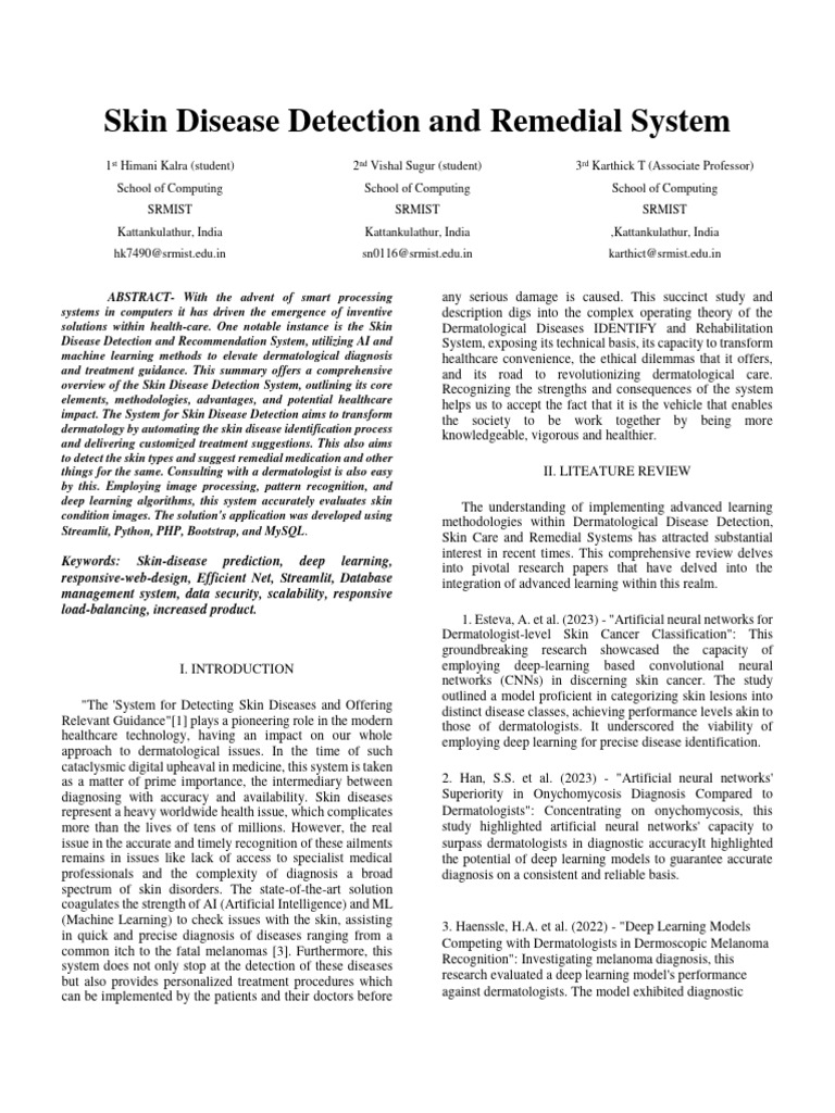 AI-Powered Skin Disease Detection System | PDF | Deep Learning ...