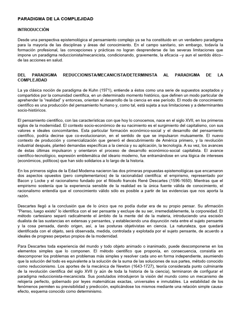 Paradigma de La Complejidad | PDF | Paradigma | Complejidad