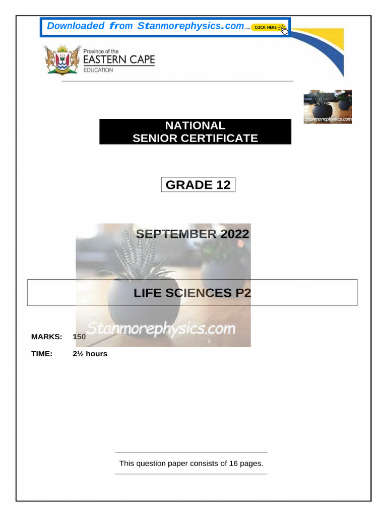 EC Life Sciences Grade 12 SEPT 2022 P2 and Memo | PDF