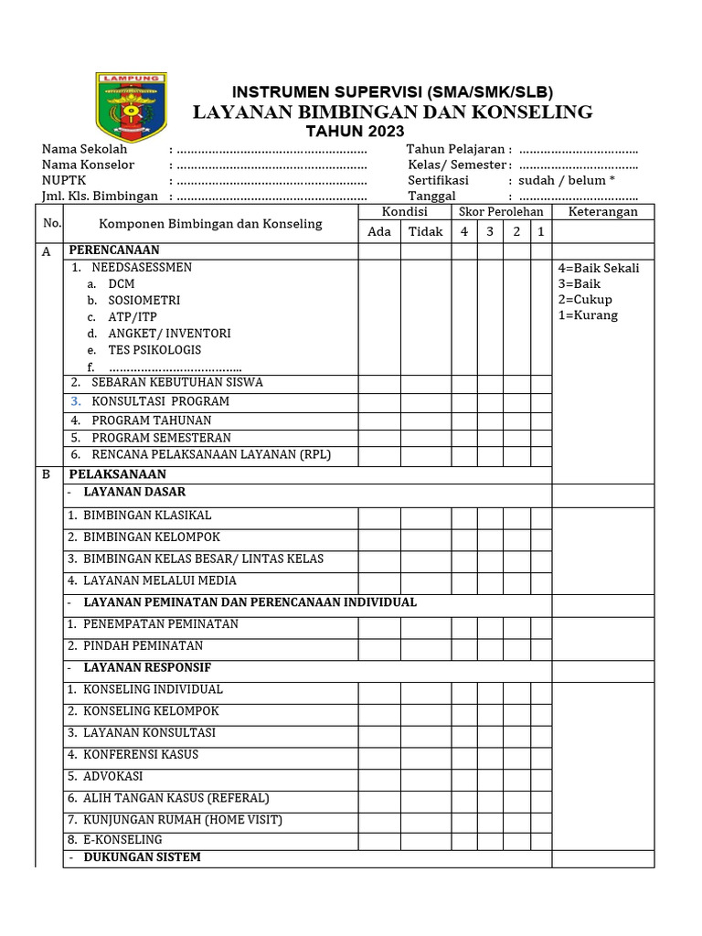 Instrumen Penilaian BK | PDF | Bisnis | Sains & Matematika