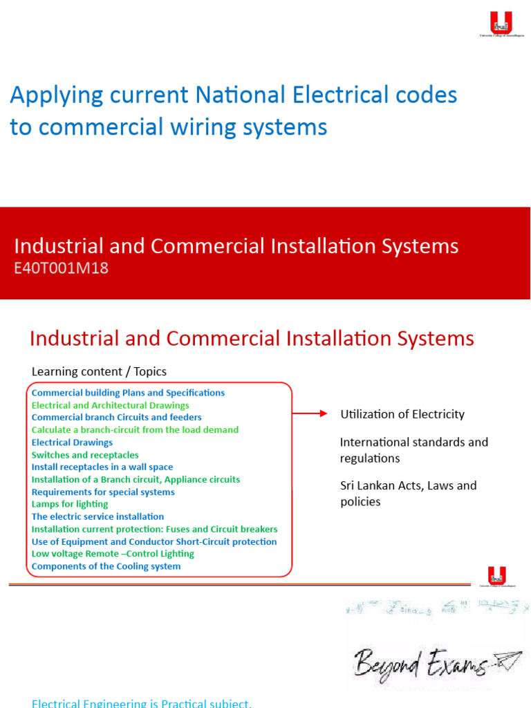 Applying Current National Electrical Codes To Commercial Wiring Systems ...