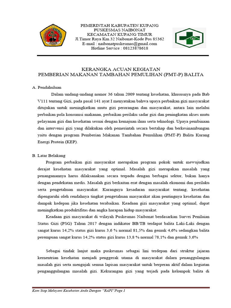 KAK PMT Pemulihan | PDF