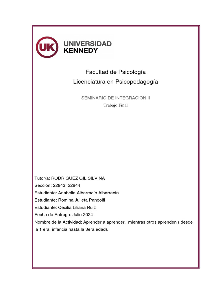 Trab Final | PDF | Aprendizaje | Salud mental