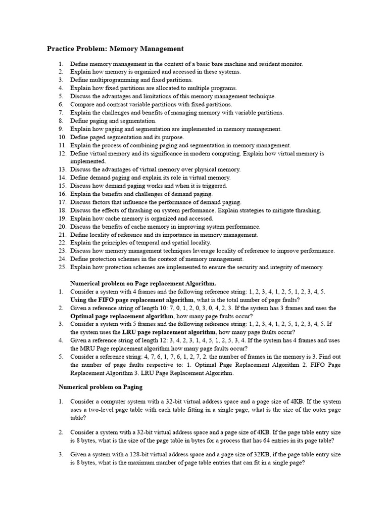 Practice Problem Set Os Pdf Computer Data Storage File System