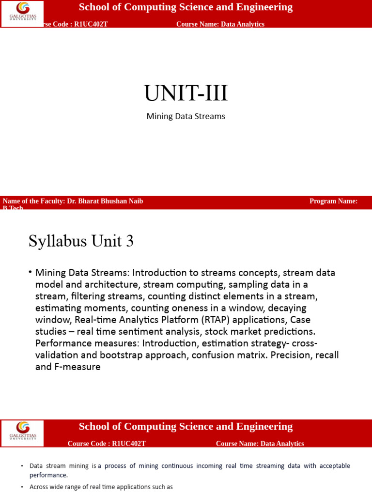 UNIT 3 Notes Data Analytics | PDF | Sampling (Statistics) | Machine ...