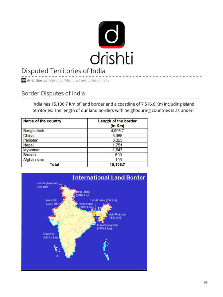 Disputed Territories of India | PDF | Kashmir | International Relations
