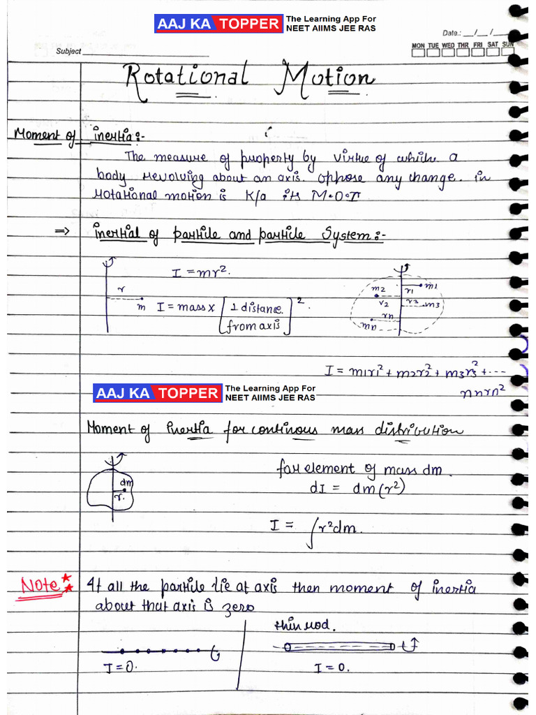 Rotational Motion Notes English | PDF